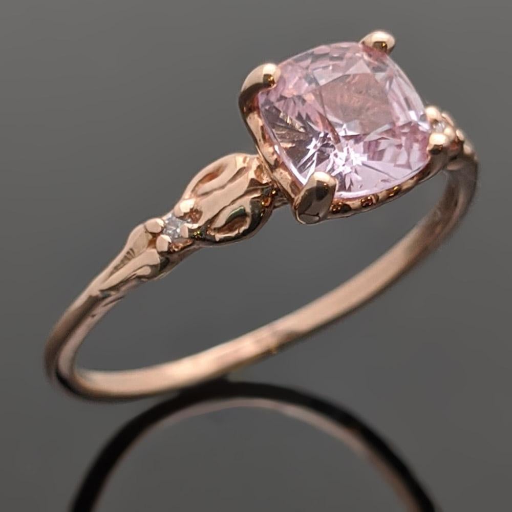 14 Karat Rose Gold Peach Sapphire and Diamonds Ring For Sale at 1stDibs ...