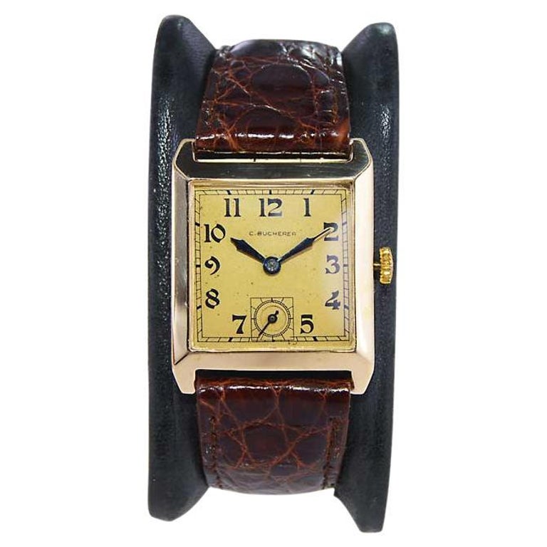 14Kt. Solid Gold Art Deco Tank Watch with Original Dial circa 1930's ...