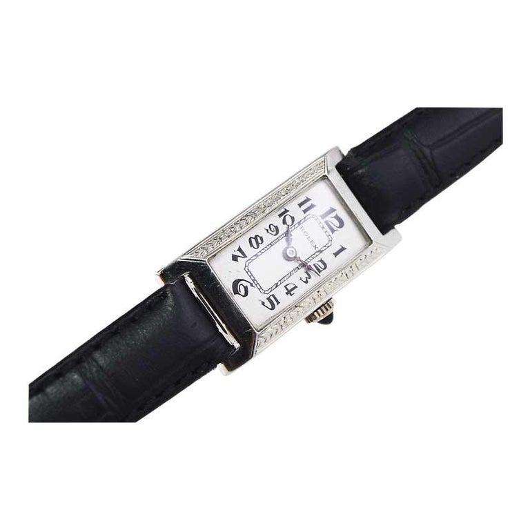 Rolex 14Kt. Solid White Gold Art Deco Tank Style with Original Dial ...