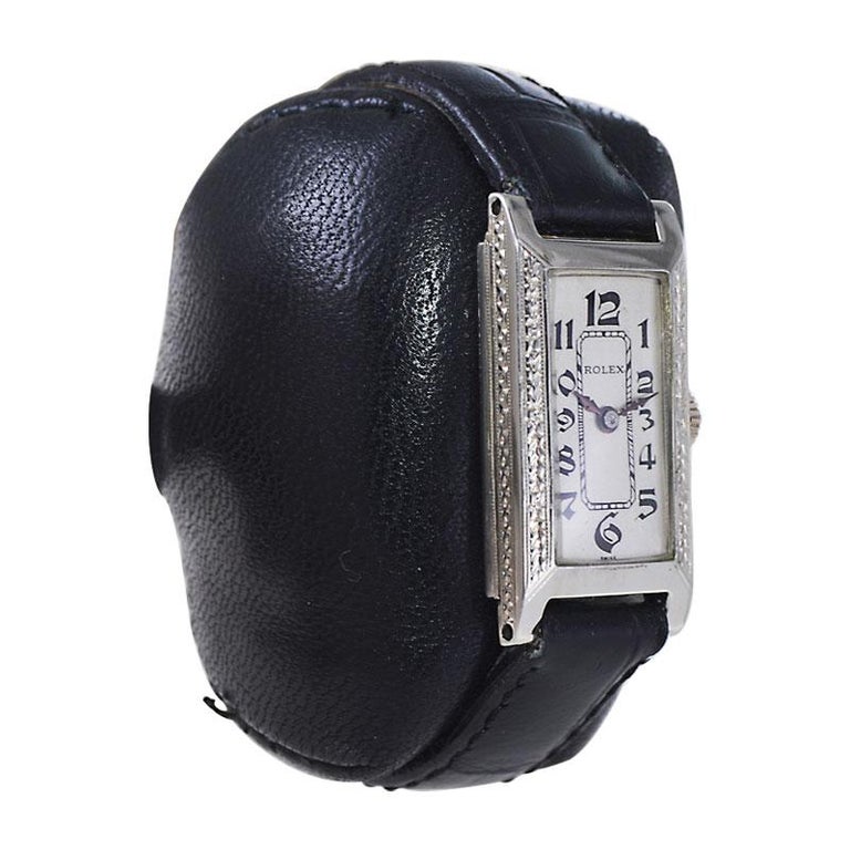 Rolex 14Kt. Solid White Gold Art Deco Tank Style with Original Dial ...