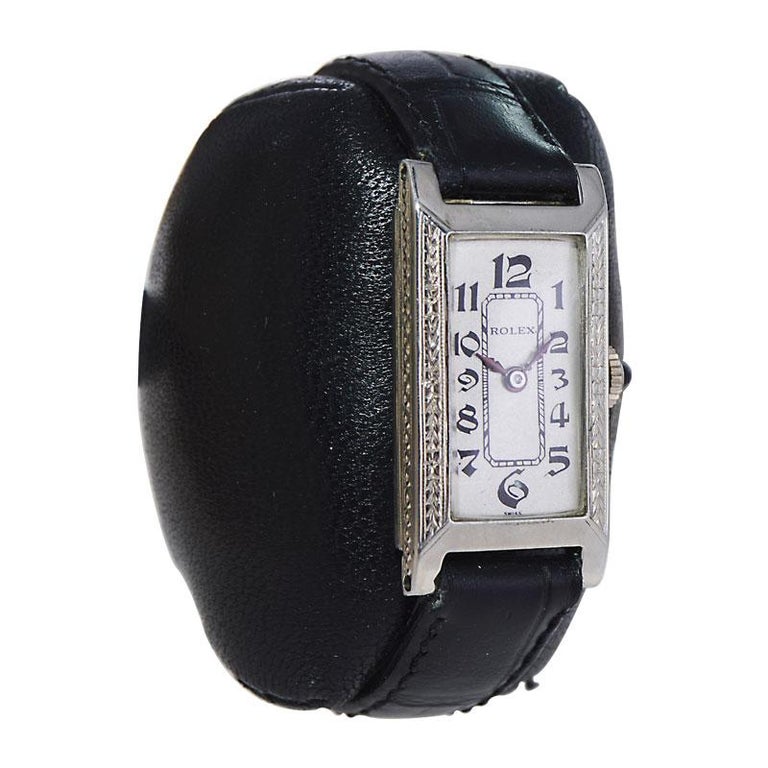 Rolex 14Kt. Solid White Gold Art Deco Tank Style with Original Dial ...