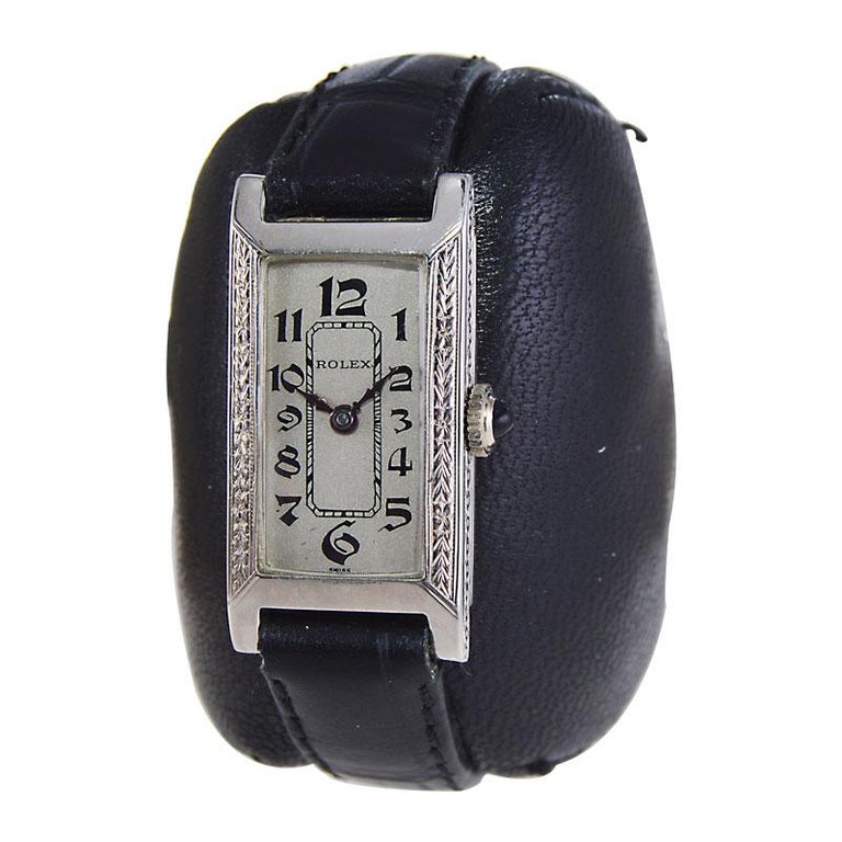 Rolex 14Kt. Solid White Gold Art Deco Tank Style with Original Dial ...