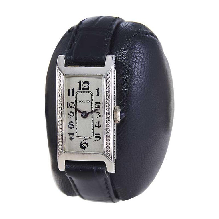 Rolex 14Kt. Solid White Gold Art Deco Tank Style with Original Dial ...
