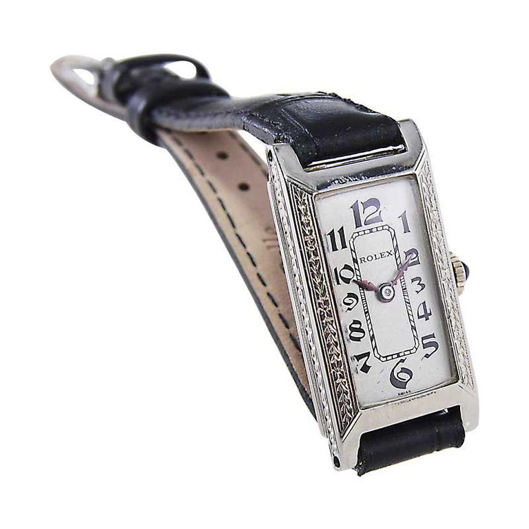 Rolex 14Kt. Solid White Gold Art Deco Tank Style with Original Dial ...