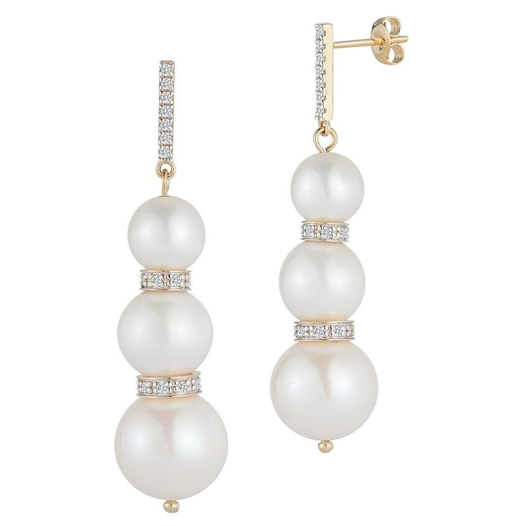 14 Karat Gold Duality Pearl Drop Earrings For Sale at 1stDibs
