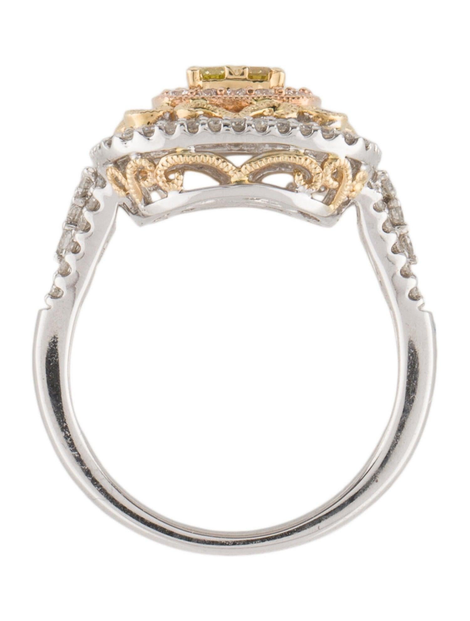 14Kt Tri Color Gold 1.00 Carat Diamond Ring For Sale at 1stDibs