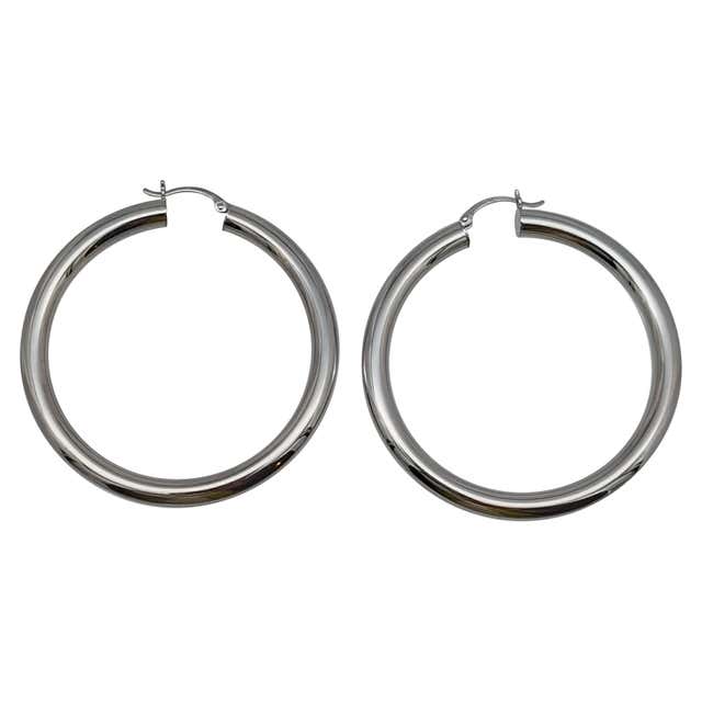14K White Gold High Polish Chubby Asymmetrical Hoop Earrings By Carla 14k-white-gold-high-polish-chubby-asymmetrical-hoop-earrings-by-carla