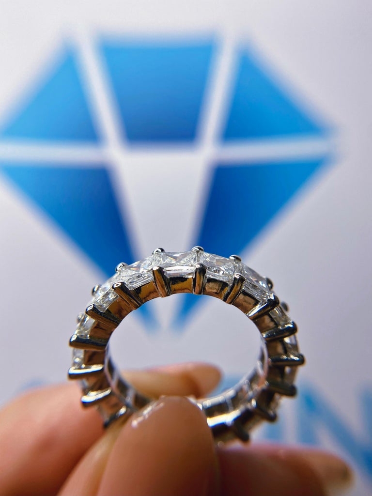 Customizable 14kt White Gold DIA Certified Eternity Band with 6.00ct ...