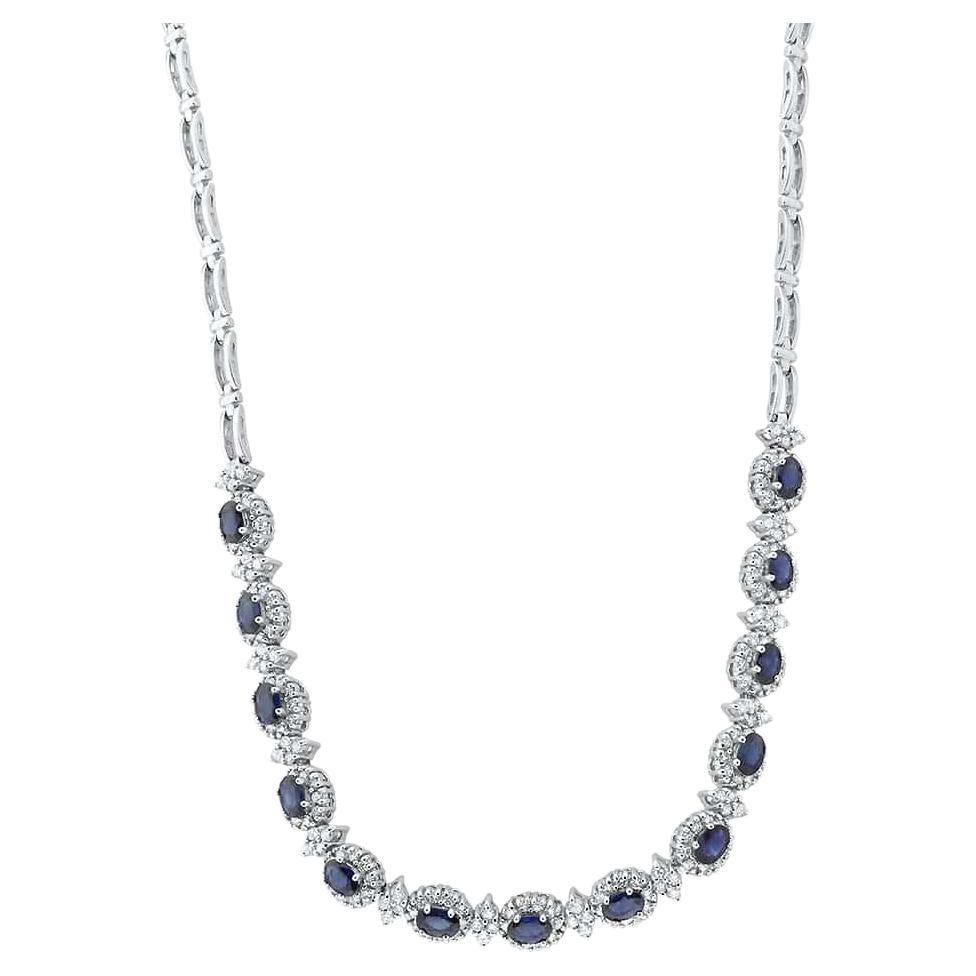 18KT Gold Necklace with 14.75Ct. Cabochon Blue Sapphires and 2.25 Carat ...