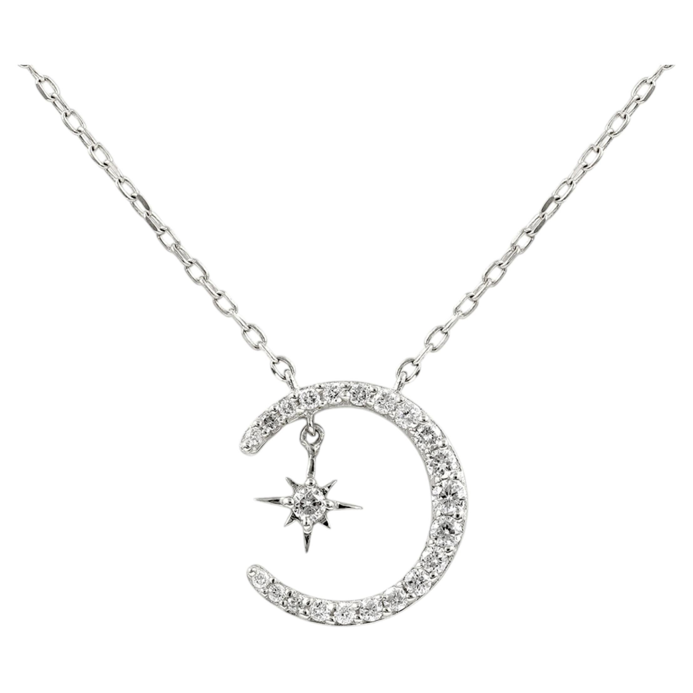Crescent Moon Necklace Silver Star Lariat Celestial Emerald Ruby ...