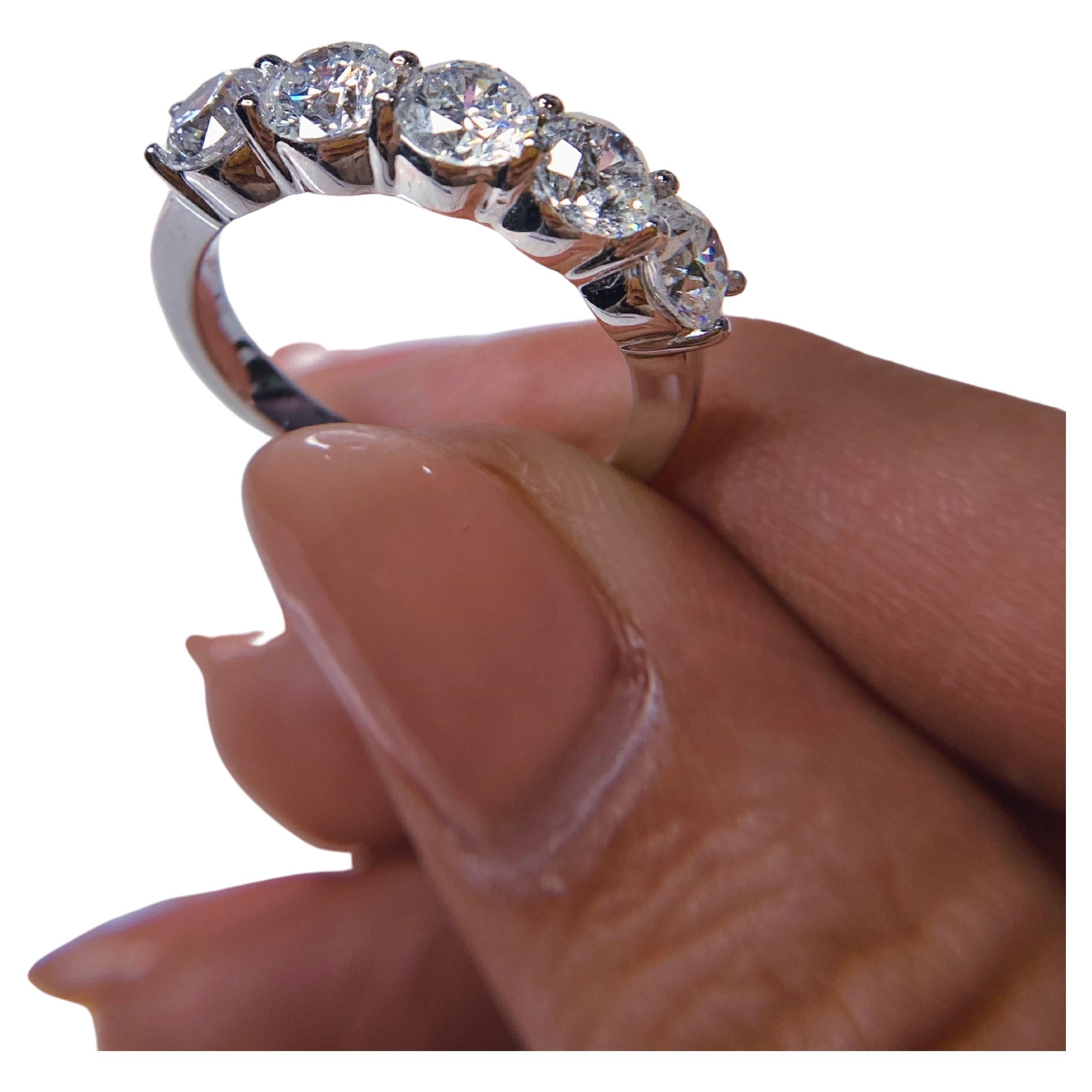 Customizable 14kt White Gold Hand Made Eternity Band with Natural 4 ...