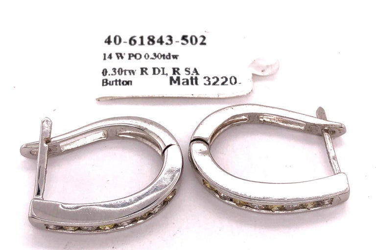 14 Karat White Gold Latch Back Earrings with White and Yellow Diamonds ...