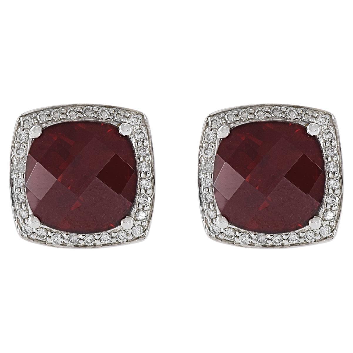 14KT White Gold Ruby and Diamond Earrings For Sale at 1stDibs