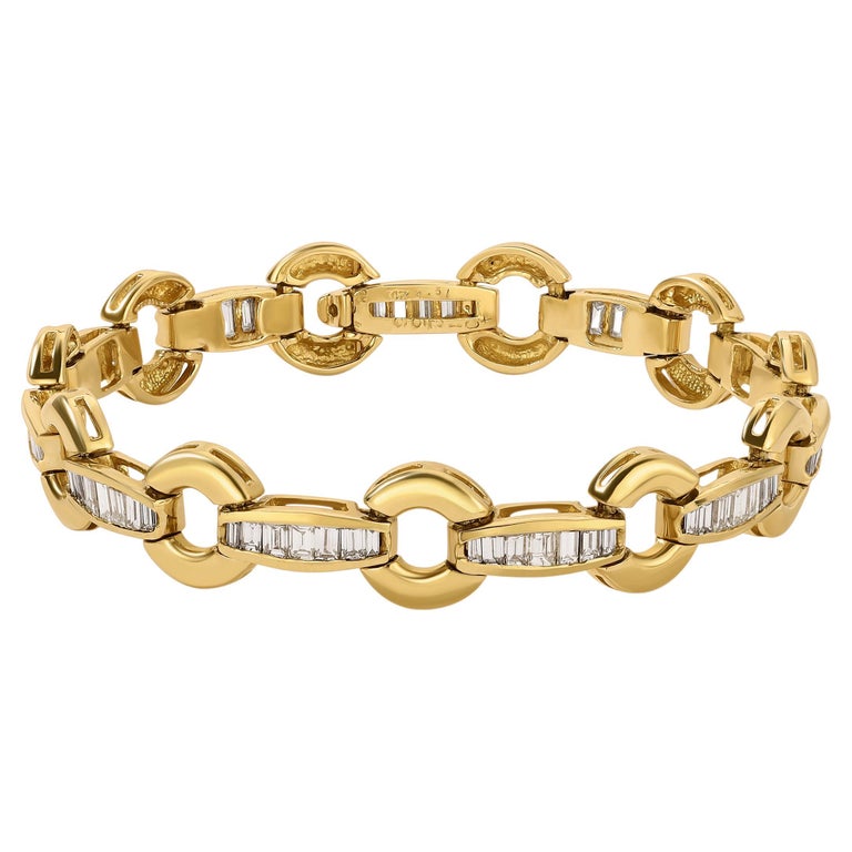 14kt Yellow Gold and Diamond Link Bracelet For Sale at 1stDibs
