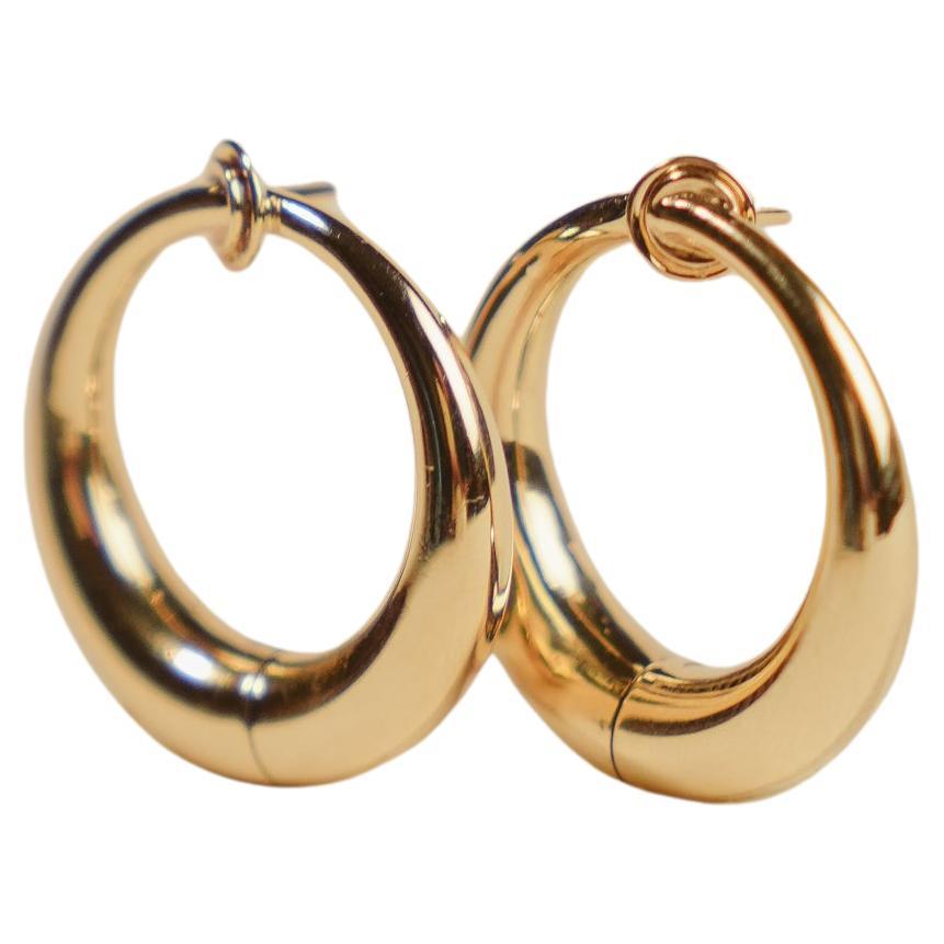 Vintage French 18K Tri-Color Gold Twisted Hollow Hoop Earrings, ca 1980 ...