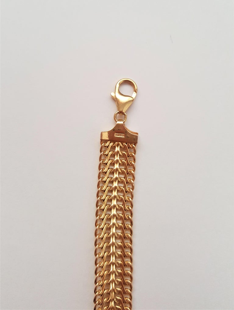 14kt Yellow Gold Link Mesh Bracelet Italian Designer Milor For Sale at ...