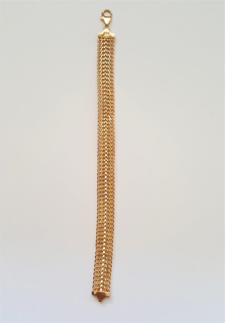14kt Yellow Gold Link Mesh Bracelet Italian Designer Milor For Sale at ...