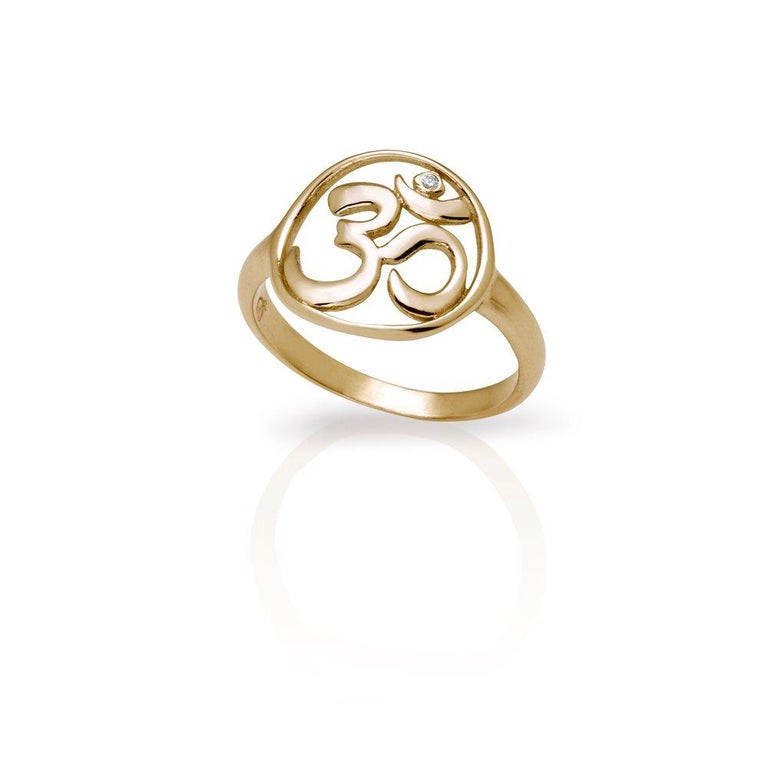Customizable Handcrafted Yoga Ring with Om Aum Symbol in 14Kt Gold and ...