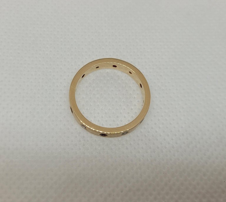 14kt Yellow Gold Ruby and Diamond Eternity Band, Satin Finish, Flush ...