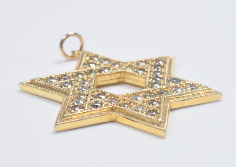 14 Karat Gold Star of David and Diamond 2.86 Carat Pendant For Sale at ...