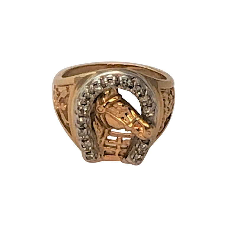 14KY Diamond Horse Shoe Ring For Sale at 1stDibs