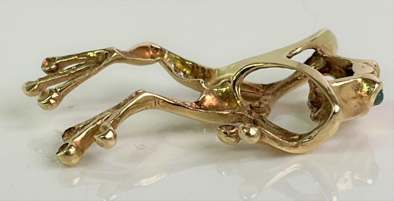 14KY Emerald, Diamond Frog Slide Pendant For Sale at 1stDibs