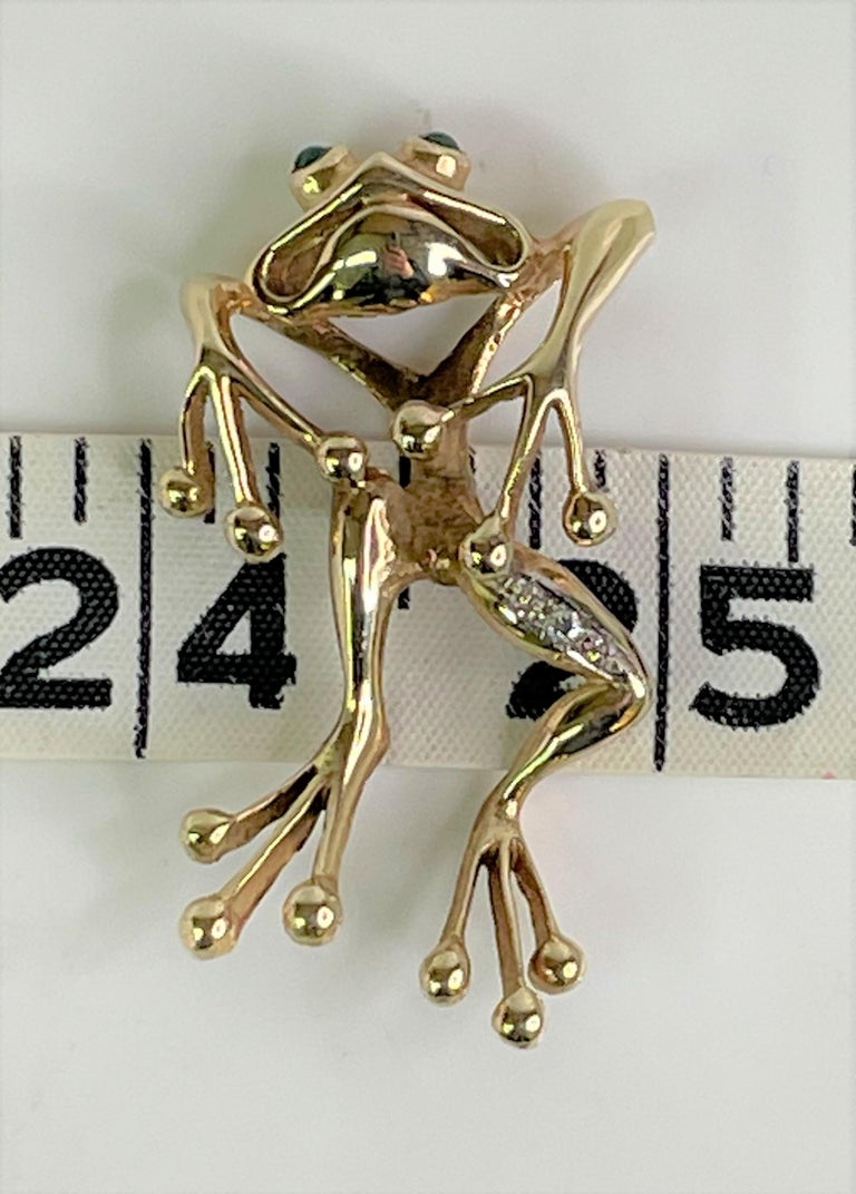 14KY Emerald, Diamond Frog Slide Pendant For Sale at 1stDibs