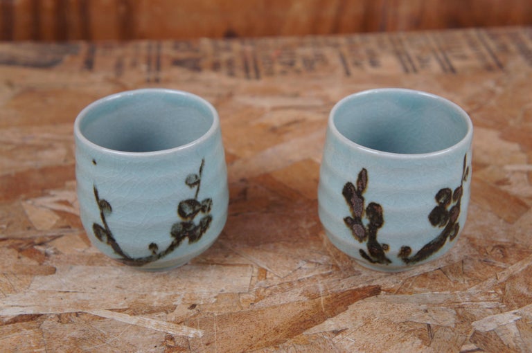 14pc Vintage Japanese Porcelain Tea Coffee Service Saki Cup Saucer Box ...