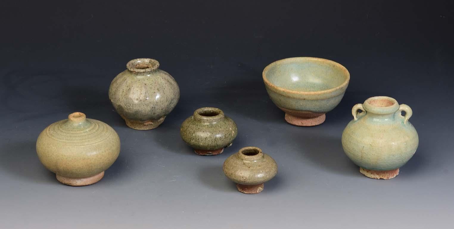 14th-16th Century, Set of Antique Sukhothai Pottery Bottles, Jarlets ...