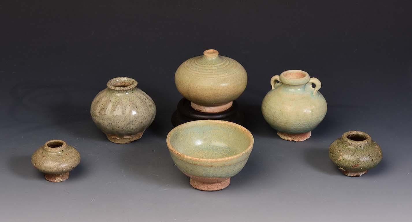 14th-16th Century, Set of Antique Sukhothai Pottery Bottles, Jarlets ...