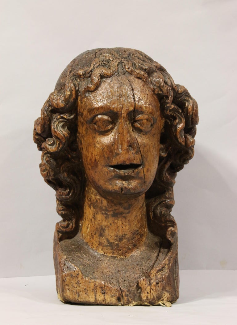 14th Century Sculpture of the Head of an Angel from East of France or ...