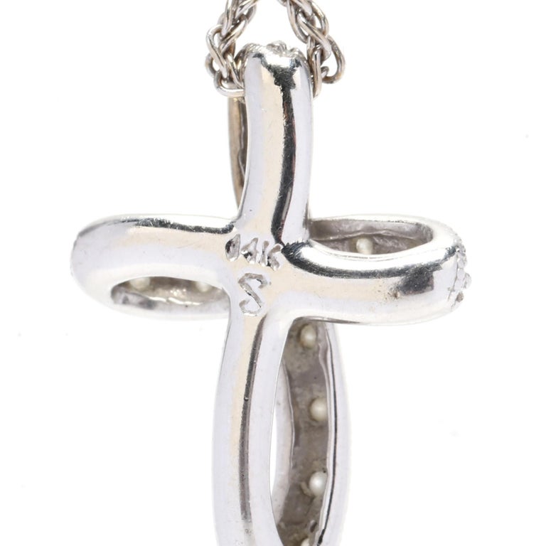 14W Diamond Loop Cross Necklace For Sale at 1stDibs