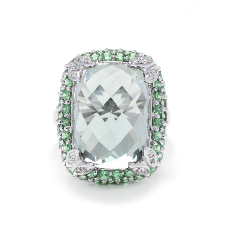 14W Large Green Stone Cocktail Ring at 1stDibs