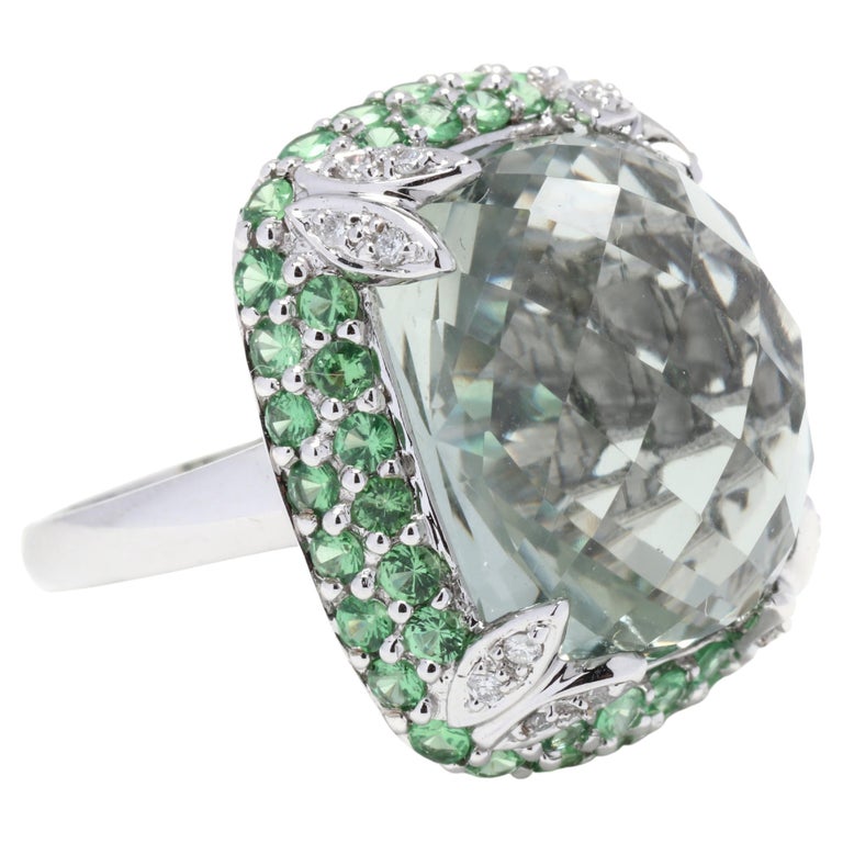 14W Large Green Stone Cocktail Ring at 1stDibs