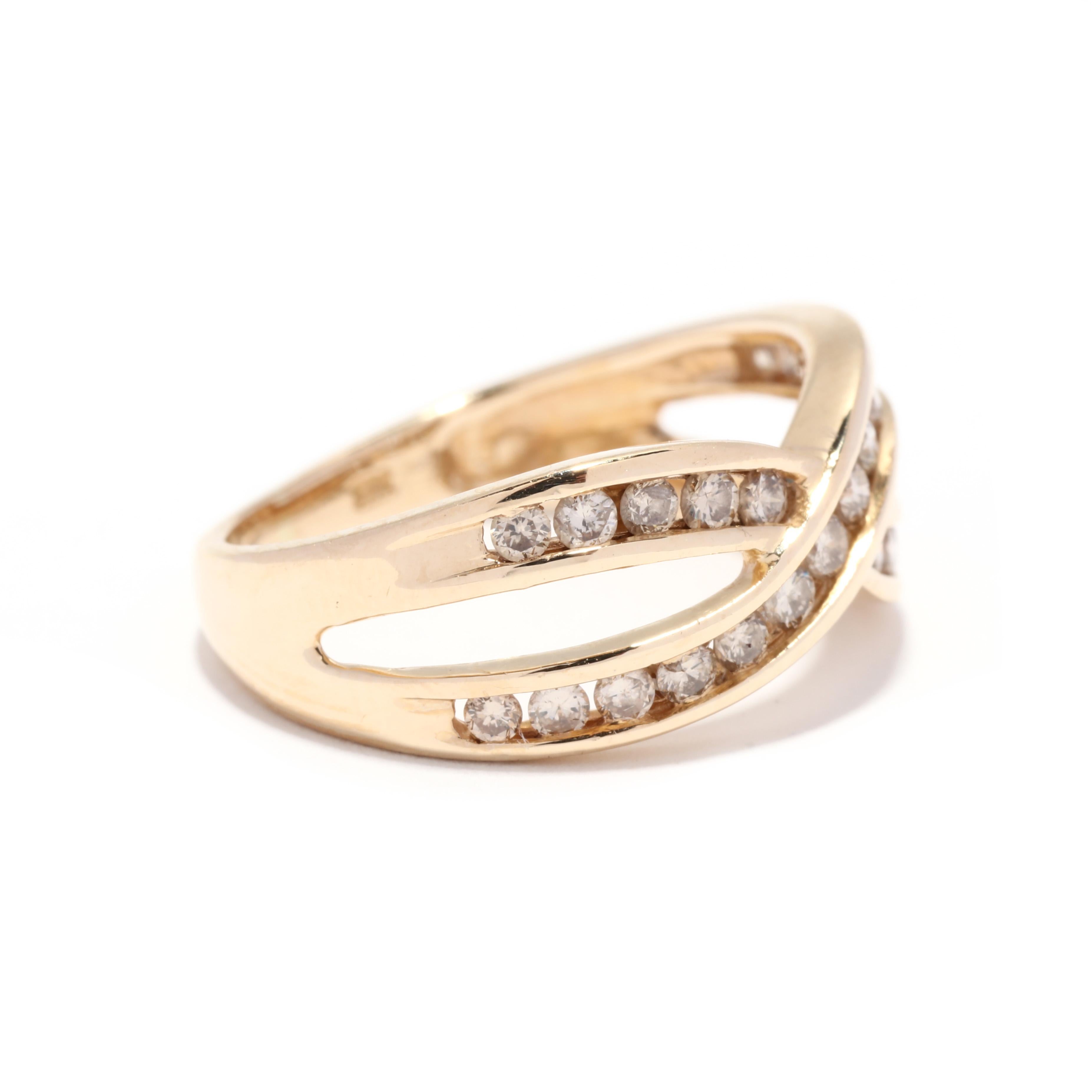 14 Karat Yellow Gold Diamond X Crossover Band at 1stDibs | gold ...