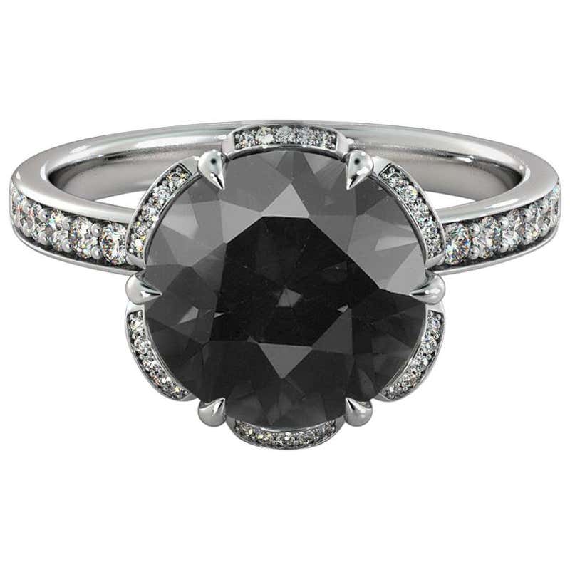 2 5 Carat 14 Karat White Gold Certified Oval Black Diamond Engagement