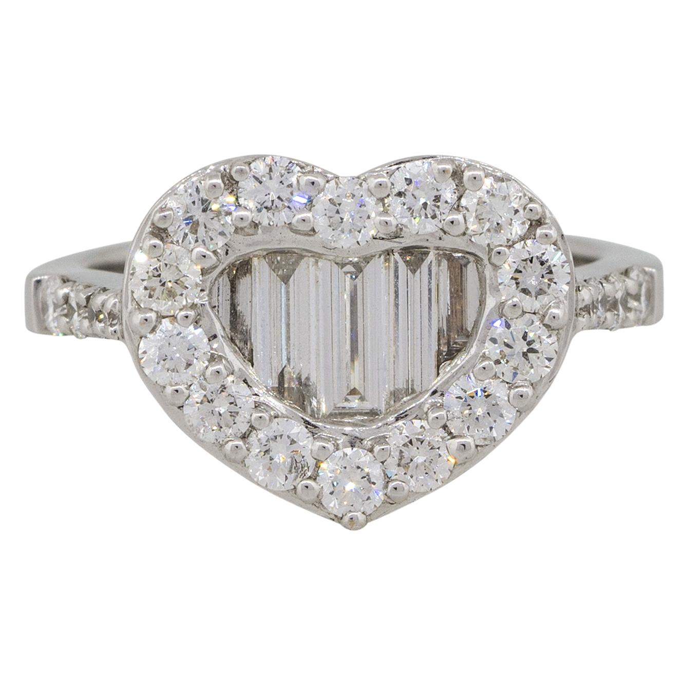 1.5 Carat Heart Shape Blue Sapphire and Diamond Ring For Sale at ...