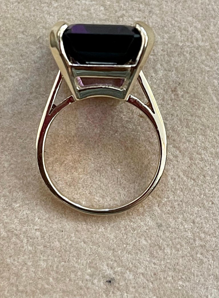 15 Carat Emerald Cut Amethyst Cocktail Ring in 14 Karat Yellow Gold For ...