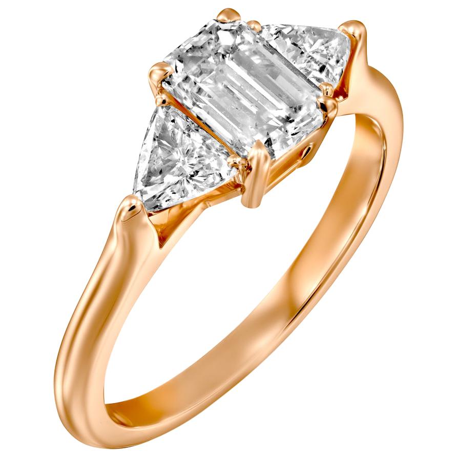 GIA 2.01 Carat Engagement Ring, 3-Stone Diamond Ring, Emerald and ...