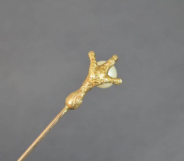 15 Carat Gold and Pearl Claw Set Stick Tie Pin at 1stDibs