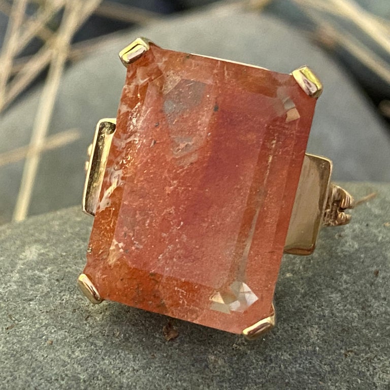 15 Carat Lodolite Quartz Cocktail Ring in Yellow Gold at 1stDibs