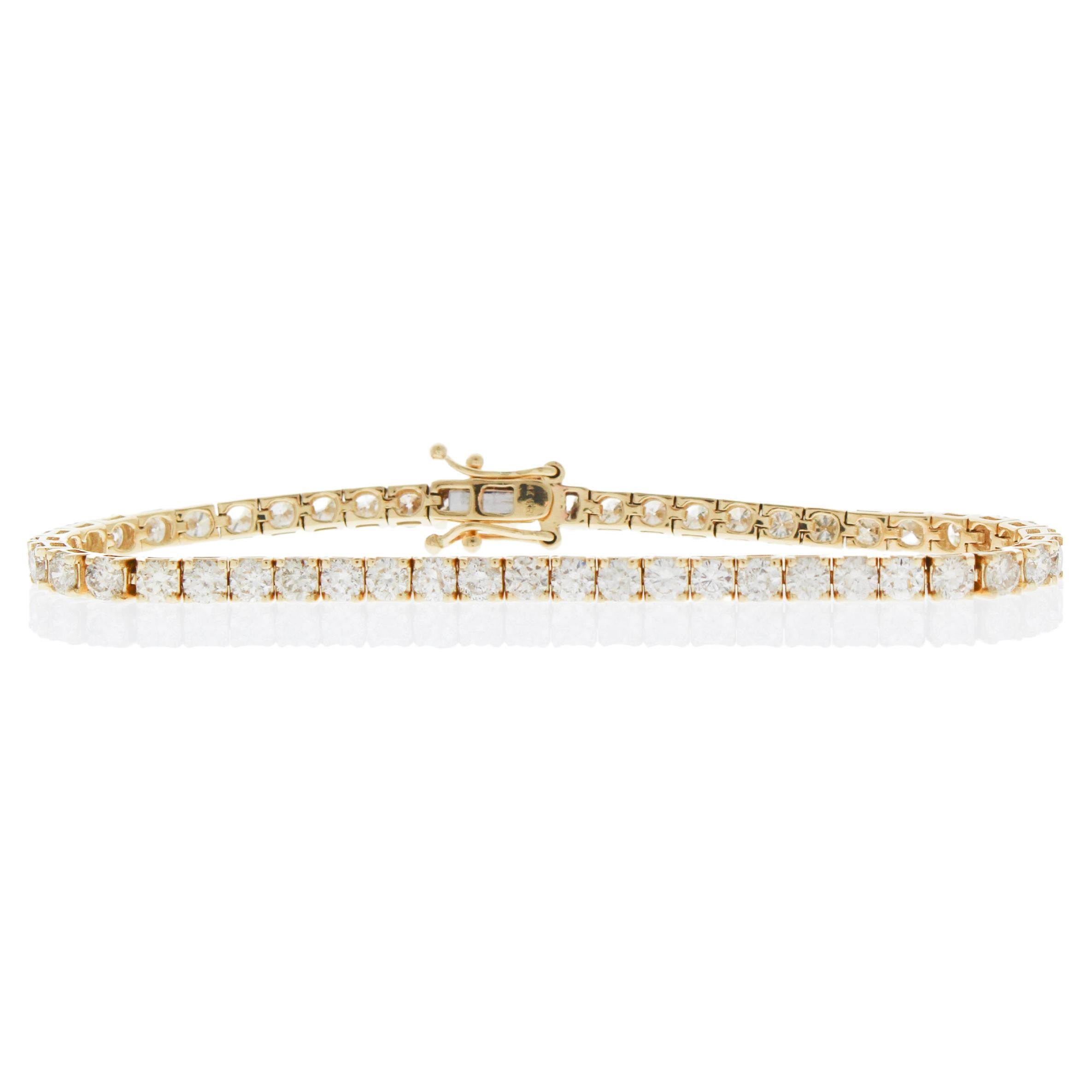 5 04cts Diamond Tennis Bracelet In 14k Yellow Gold With Secure Clasp 4