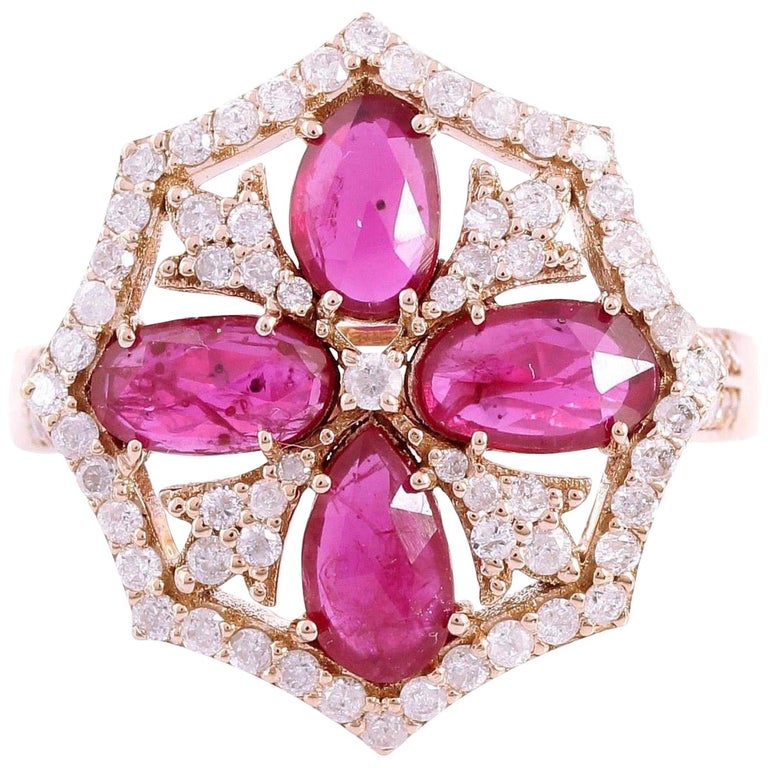 1.5 Carat Ruby Diamond 18 Karat Gold Ring For Sale (Free Shipping) at ...