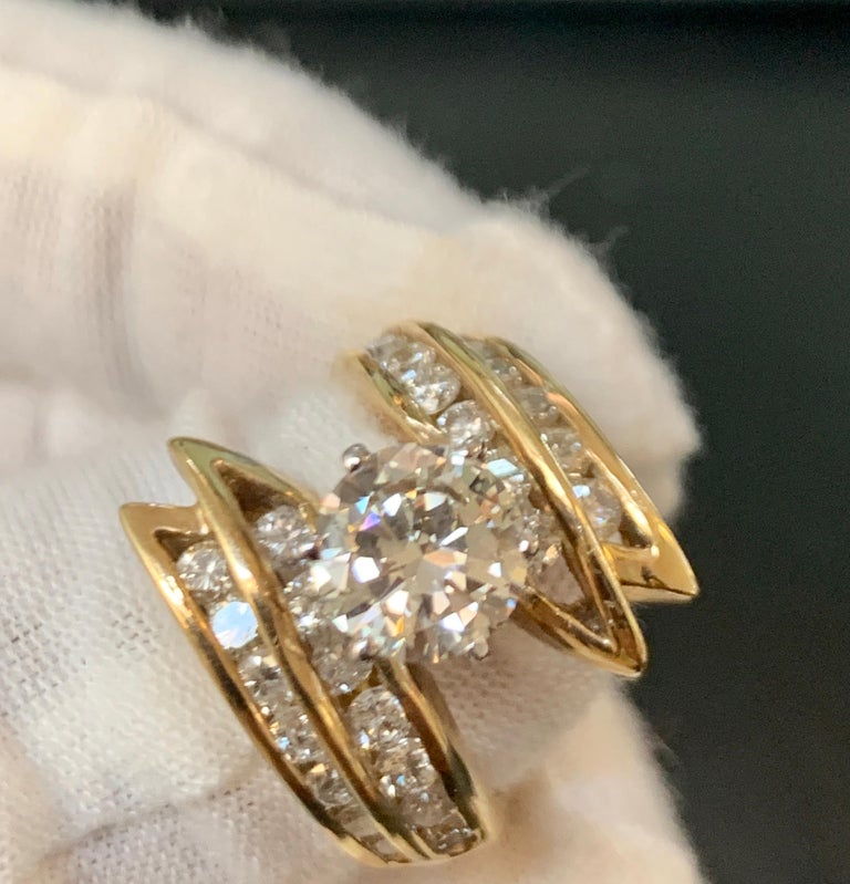 1.5 Carat Solitaire Round Shape 2.5 Total Diamond Engagement 14 Yellow ...