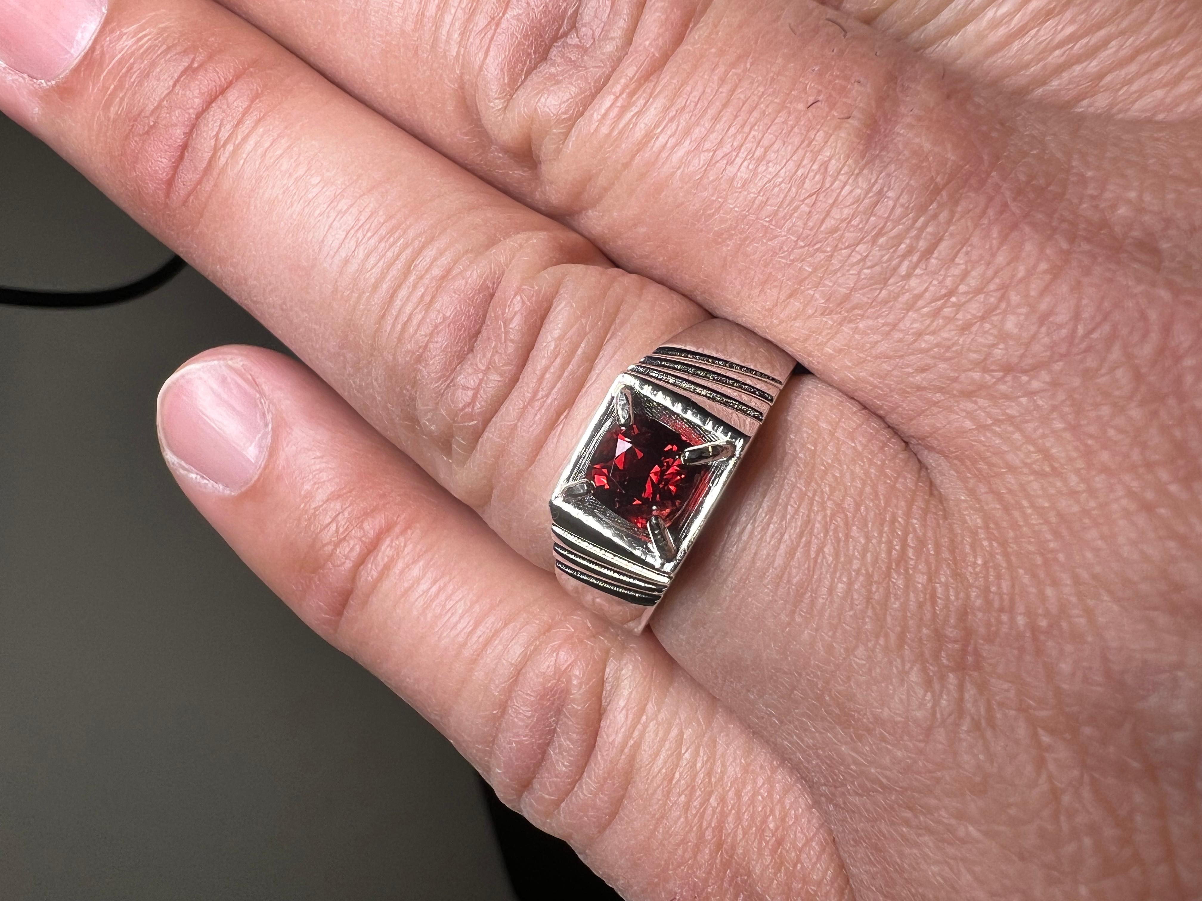 1.5 Carat Vivid Red Spinel Mens Silver Ring For Sale at 1stDibs | mens ...