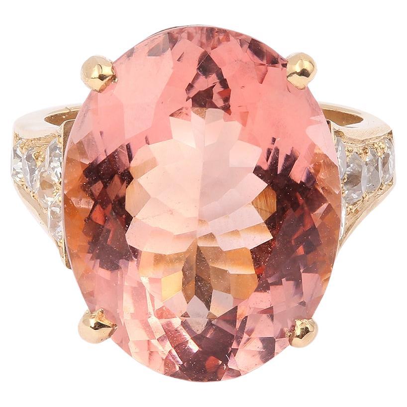 7.23 Carat Natural Morganite 18 Karat Yellow Gold Diamond Ring For Sale ...
