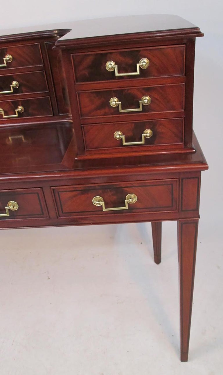 15 Drawer Mahogany Carlton House Desk with Solid Brass Pulls For Sale ...