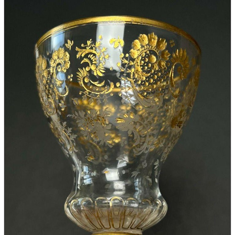 15 Gilt Intaglio Cut Glass Sherry Wine Glasses Florals, 2nd Quarter ...