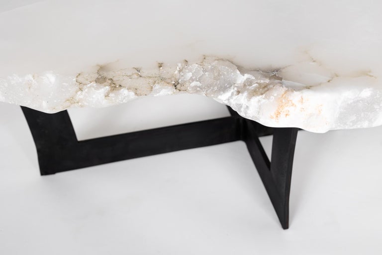 Height Italian Alabaster Slab on Steel Base Coffee Table For Sale at ...