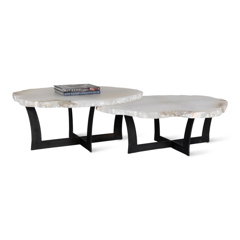 Height Italian Alabaster Slab on Steel Base Coffee Table For Sale at ...